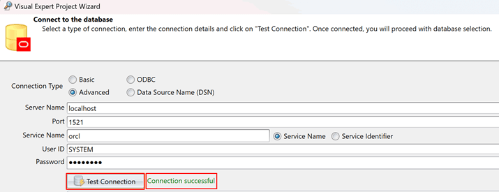 Connection To Oracle Db Using Different Connection Types